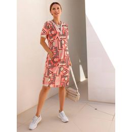 Inspirationen Damen Sweatkleid "Sweatkleid"koralle, sand, bedruckt, Gr. 38, gemustert, mehrfarbig, 50% Baumwolle, 50% Polyester, Kleider