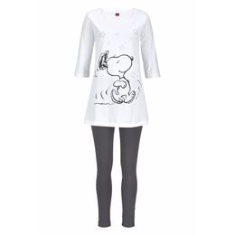 PEANUTS Damen Pyjama, Gr. 36, grau, Single Jersey, Obermaterial: 100% Baumwolle. Unterteil: 95% Baumwolle, 5% Elasthan, Basic, Homewear-Sets, mit
