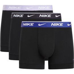 NIKE UNDERWEAR Herren Trunk "TRUNK 3PK", Gr. Sblk, hydrangeas, deep night, schwarz, Jersey, Obermaterial: 95% Baumwolle, 5% Elasthan, kontrastfarbene