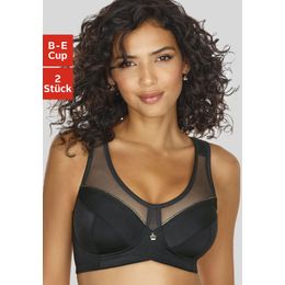 Nuance Damen Entlastungs-BH, Gr. 95, schwarz-weiß, Microtouch, Obermaterial: 75% Polyamid, 25% Elasthan, BHs, mit modischen Netzeinsätzen