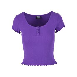 Urban Classics Damen T-Shirt "Urban Classics Damen Ladies Rib Babylock Tee"realviolet, Gr. L, unifarben, 97% Baumwolle, 3% Elasthan, Shirts