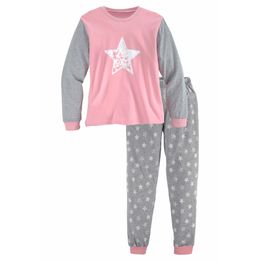 Vivance M&auml;dchen Pyjama, Gr. 158, grau, Jersey, Obermaterial: 100% Baumwolle, bedruckt, Basic, Homewear-Sets, Schlafanzug in langer Form mit Sternen