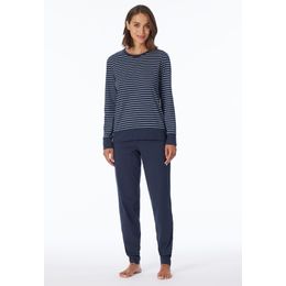 Damen Schlafanzug "Uncover Nightwear", uncover by Schiesser, Gr. 38, blau, Single Jersey, Obermaterial: 100% Baumwolle, Homewear-Sets,