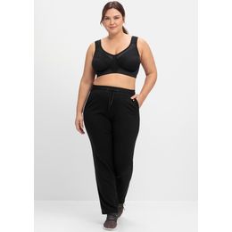 sheego Damen Sport-BH, Gr. 90, schwarz, 90% Polyester, 10% Elasthan, BHs