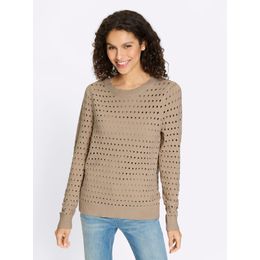 Heine Damen Ajourpullover "Pullover", beige, Gr. 42, unifarben, 50% Viskose, 25% Polyester, 25% Polyamid, Pullover