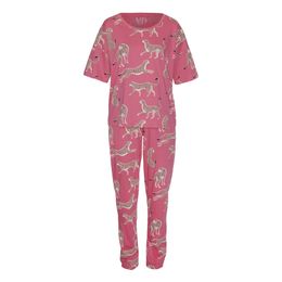 Vivance Dreams Damen Pyjama, Gr. 56, pink, Single Jersey, Obermaterial: 60% Baumwolle, 40% Polyester, Homewear-Sets, mt Animal Alloverprint