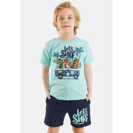 DENOKIDS Jungen Hausanzug "Lets Surf", Gr. 98, blau, 95% Baumwolle, 5% Elasthan, bedruckt, Homewear-Sets, mit Tier-Druck