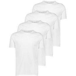LINDBERGH Damen T-Shirt, wei&szlig;, Gr. XL, unifarben, Single Jersey, Obermaterial: 100% Baumwolle, Shirts, mit Rundhalsausschnitt im 4-er Pack
