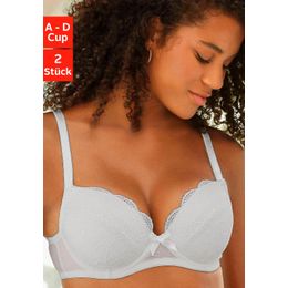 Damen Balconette-BH, PETITE FLEUR BY LASCANA, Gr. 85, schwarz-wei&szlig;, Spitze, Obermaterial: 90% Polyamid, 10% Elasthan, BHs, mit h&uuml;bscher Spitze,