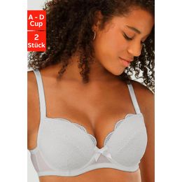 Damen Balconette-BH, PETITE FLEUR BY LASCANA, Gr. 90, schwarz-wei&szlig;, Spitze, Obermaterial: 90% Polyamid, 10% Elasthan, BHs, mit h&uuml;bscher Spitze,