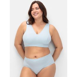 sheego Damen B&uuml;gelloser BH, Gr. 95, blau, 95% Baumwolle, 5% Elasthan, BHs