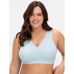 sheego Damen B&uuml;gelloser BH, Gr. 115, blau, 95% Baumwolle, 5% Elasthan, BHs