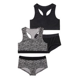 Bench. Kinder Set: Bustier, Gr. 146, schwarz, Obermaterial: 95% Baumwolle, 5% Elasthan, unifarben, BH-Sets, in tonigem Zebramuster