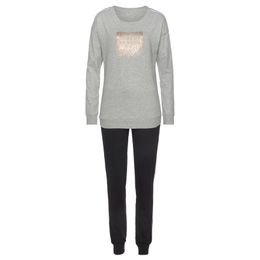 Vivance Dreams Damen Pyjama, Gr. 32, schwarz, Single Jersey, Obermaterial: 100% Baumwolle, bedruckt, kontrastfarbene Details, Homewear-Sets, mit