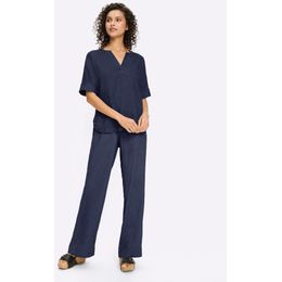 Heine Damen Hosenanzug, blau, Gr. 36, 55% Leinen, 45% Viskose, Anz&uuml;ge