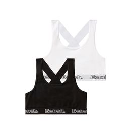 Bench. Damen Bustier, Gr. 158, schwarz-wei&szlig;, Jersey, Obermaterial: 92% Baumwolle, 8% Elasthan, unifarben, BHs, mit weichem Webbund