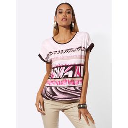 CR&Eacute;ATION L CREATION L Damen Rundhalsshirt "Druck-Shirt"altrosa, schwarz, bedruckt, Gr. 50, gemustert, 95% Viskose, 5% Elasthan, Shirts