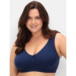 sheego Damen Entlastungs-BH, Gr. 100, blau, 90% Baumwolle, 6% Elasthan, 4% Polyamid, BHs