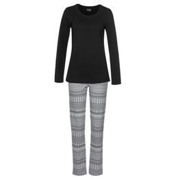 Vivance Dreams Damen Pyjama, Gr. 32, schwarz, Single Jersey, Obermaterial: 100% Baumwolle, gemustert, unifarben, Basic, Homewear-Sets, mit
