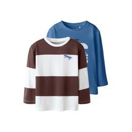 name it Shirt 'NMMTINUS' Jungen Gr&ouml;&szlig;e 110 blau / schoko / wei&szlig;