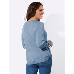 Casual Looks Damen Strickpullover "Langarm-Pullover", blau, Gr. 40, unifarben, 50% Baumwolle, 50% Polyacryl, Pullover
