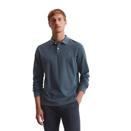 Marc O'Polo MARC O'POLO Herren Langarm-Poloshirt, blau, Gr. L, Jersey, Obermaterial: 100% Baumwolle, Shirts, im Washed-Look