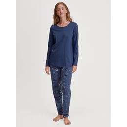 Calida Damen Schlafanzug "Fruity Dreams", Gr. XScobalt blau, Single Jersey, Obermaterial: 100% Baumwolle, Homewear-Sets, Rundhals, Langarm, Pure