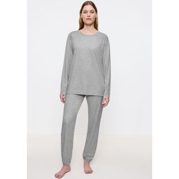Triumph Damen Schlafanzug "Endless Comfort PK 01 LSL", Gr. 38, grau, Single Jersey, Obermaterial: 50% Baumwolle, 50% Modal, Homewear-Sets, weich und