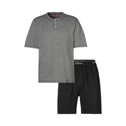s.Oliver Herren Pyjama, Gr. 52, schwarz, Jersey, Obermaterial: 95% Baumwolle, 5% Elasthan, meliert, Basic, Homewear-Sets, Schlafanzug in