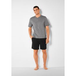 s.Oliver Herren Pyjama, Gr. 48, schwarz, Jersey, Obermaterial: 95% Baumwolle, 5% Elasthan, meliert, Basic, Homewear-Sets, Schlafanzug in