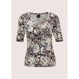 Madeleine Mode MADELEINE Damen Kurzarmshirt "Blusenshirt Farbenfrohes Shirt mit Paisley-Print", schwarz, Gr. 40, Obermaterial: 95% Viskose CV. 5% Elasthan EL.,