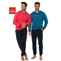 Herren Pyjama, AUTHENTIC LE JOGGER, Gr. 56, bunt, Jersey, Obermaterial: 100% Baumwolle, unifarben, Basic, Homewear-Sets, Schlafanzug mit Frontprint