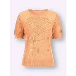 Inspirationen Damen Ajourpullover "Pullover", orange, Gr. 44, unifarben, 100% Baumwolle, Pullover