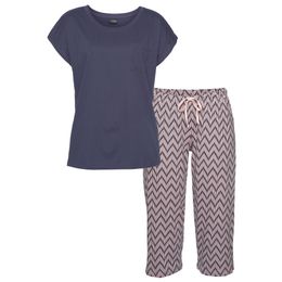Vivance Dreams Damen Capri-Pyjama, Gr. 36, bunt, Single Jersey, Obermaterial: 100% Baumwolle, gemustert, Homewear-Sets, mit gemusterter Schlafhose