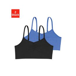 Buffalo M&auml;dchen Bustier, Gr. 146, schwarz, Jersey, Obermaterial: 92% Baumwolle, 8% Elasthan (LYCRA), unifarben, Basic, BHs, mit verstellbaren