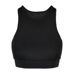 Urban Classics Damen Sport-BH "Urban Classics Damen Ladies High Neck Tech Bra", Gr. L, schwarz, 80% Polyamid, 20% Elasthan, BHs