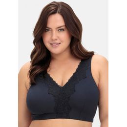 sheego Damen B&uuml;gelloser BH, Gr. 90, blau, 95% Baumwolle, 5% Elasthan, BHs