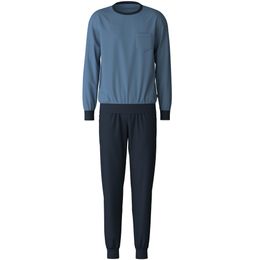 Calida Herren Schlafanzug "Relax Essentials", Gr. L, blau, Interlock, Obermaterial: 100% Baumwolle, gemustert, unifarben, Homewear-Sets, mit