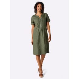 Damen Sommerkleid "Leinen-Kleid"khaki, meliert, Gr. 38, CREATION L PREMIUM, unifarben, Web, 100% Leinen, Kleider