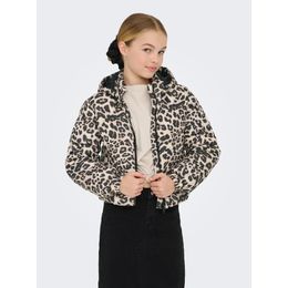 KIDS Only M&auml;dchen Steppjacke "KOGDALIA SHORT PUFFER AOP JACKET CP OTW", silber, Gr. 134, bedruckt, Steppware, Obermaterial: 100% Polyester, Jacken