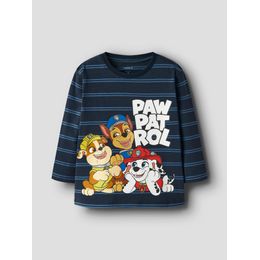 name it Jungen T-Shirt "NMMJOSHUE PAW LS NREG TOP NOOS CPLG"navy blazer, Gr. 122, bedruckt, geringelt, gestreift, Jersey, Obermaterial: 95%