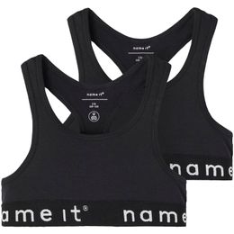 name it M&auml;dchen Bustier "NKFSHORT &ndash; Bralette im 2er-Set mit Ringerr&uuml;cken", schwarz, Gr. 158, unifarben, Jersey, Obermaterial: 95% Baumwolle, 5%