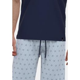 Bugatti Herren Shorty "Florenz", Gr. 52, blau, Single Jersey, Obermaterial: 100% Baumwolle, gemustert, unifarben, Homewear-Sets, V-Ausschnitt,