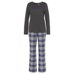 Vivance Dreams Damen Pyjama, Gr. 34, blau, Flanell, Obermaterial: 100% Baumwolle. Oberteil: 60% Baumwolle, 40% Polyester, mehrfarbig, meliert,