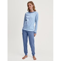 Calida Damen Schlafanzug "Midnight Love", Gr. Lscandinavian, Interlock, Obermaterial: 100% Baumwolle, Homewear-Sets, Langarm, Heavy-Interlock,