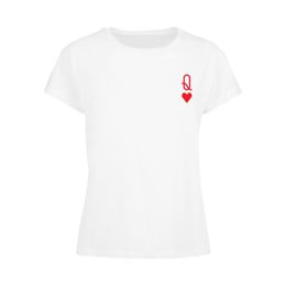Merchcode Damen T-Shirt "Merchcode Ladies Hugs & Love - Queen of Hearts Box Tee"wei&szlig;, Gr. XL, bedruckt, 100% Baumwolle, Shirts