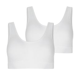 Jockey Damen Bralette "Seamfree Stretch", Gr. M, wei&szlig;, Jersey, Obermaterial: 91% Polyamid, 9% Elasthan, unifarben, BHs, Rundhals, breite Tr&auml;ger, ohne