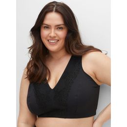 sheego Damen B&uuml;gelloser BH, Gr. 95, schwarz, 95% Baumwolle, 5% Elasthan, Spitze:12% Elasthan, 88% Polyamid, BHs