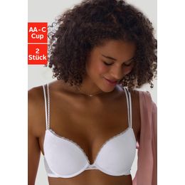 Damen Push-up-BH, PETITE FLEUR BY LASCANA, Gr. 90, schwarz-wei&szlig;, Mesh, Obermaterial: 80% Polyamid, 20% Elasthan, BHs, aus s&uuml;&szlig;em Herzchen-Mesh mit