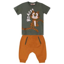 DENOKIDS Jungen Hausanzug "Roar Tiger", Gr. 116, gr&uuml;n, 95% Baumwolle, 5% Elasthan, animal-print, Basic, Homewear-Sets, mit Tiger-Print